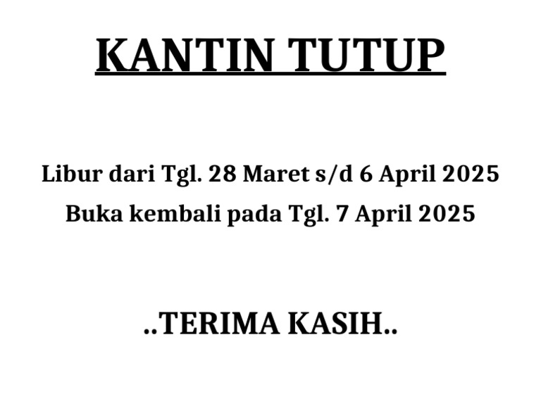 Kantin Tutup | PDF