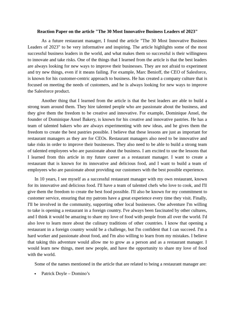 Reaction Paper | PDF