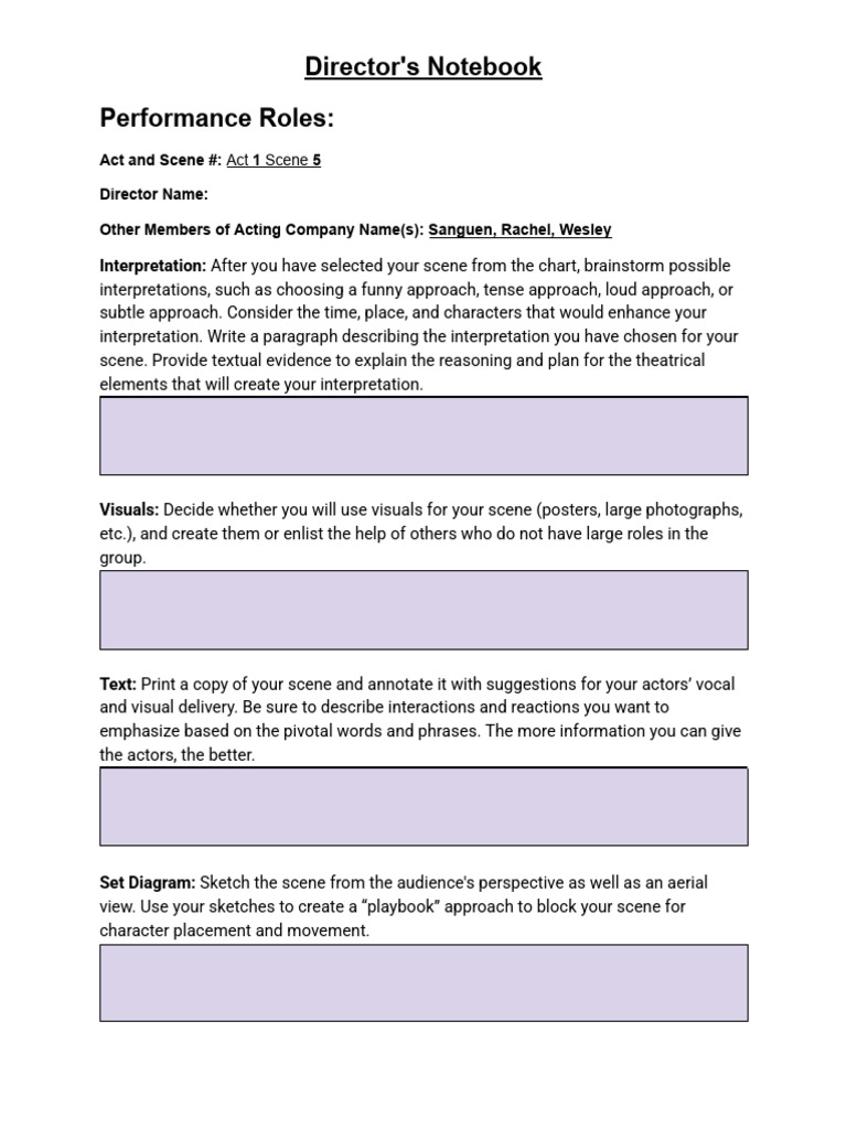 _Director's Notebook - ONE FILLED OUT PER GROUP | PDF