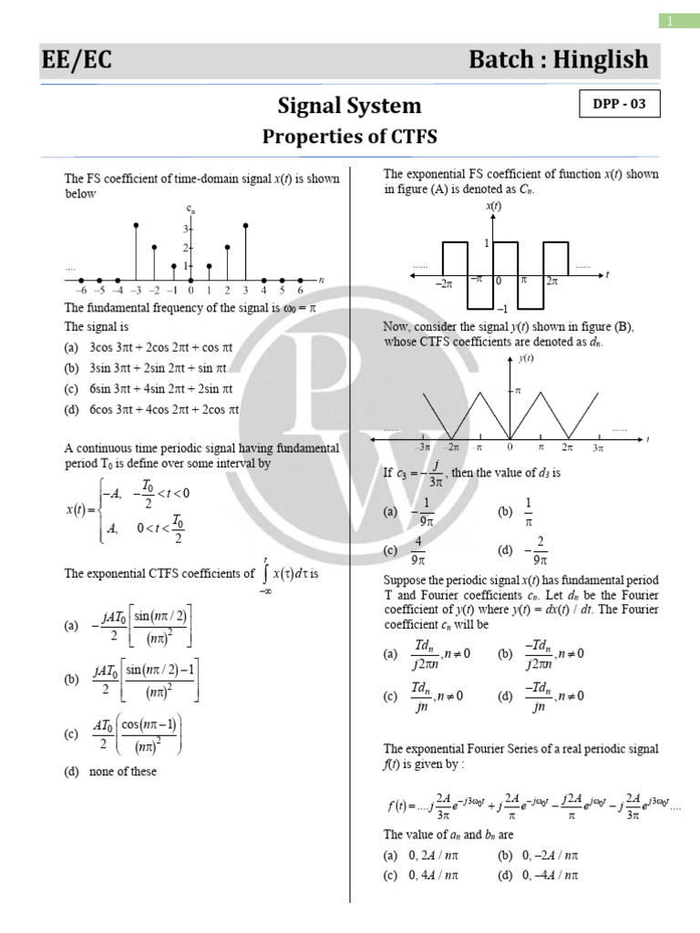CTFS - DPP 03 (Of Lec 06 & 07) - Shreshth GATE 2025 Electrical Weekday (Hinglish) | PDF ...