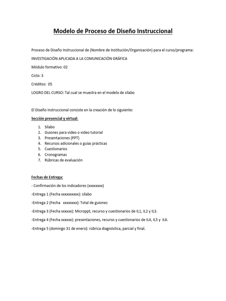 Modelo de Proceso de Diseño Instruccional | PDF