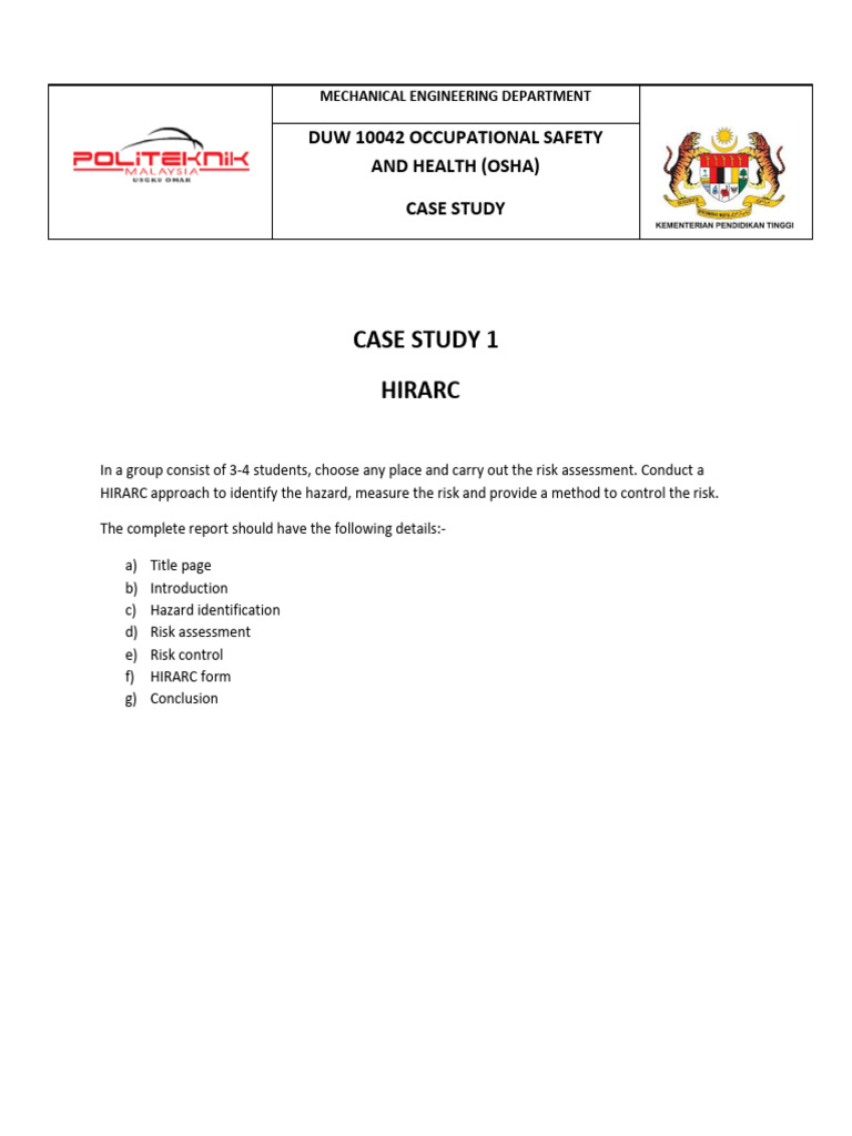 Sesi II Case Study 1 Hirarc.docx | PDF