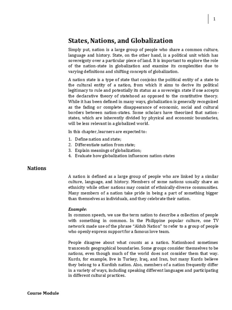 Week 005-Module States, Nations, and Globalization | PDF | State ...
