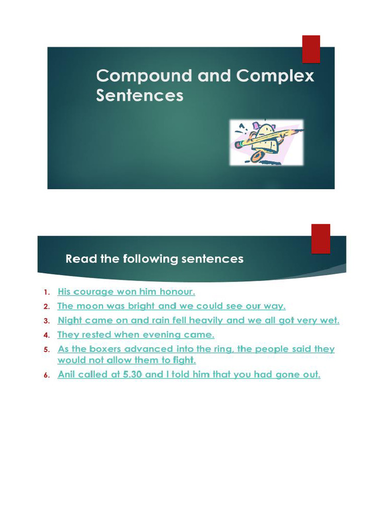 Note - Compound and Complex Sentences | PDF