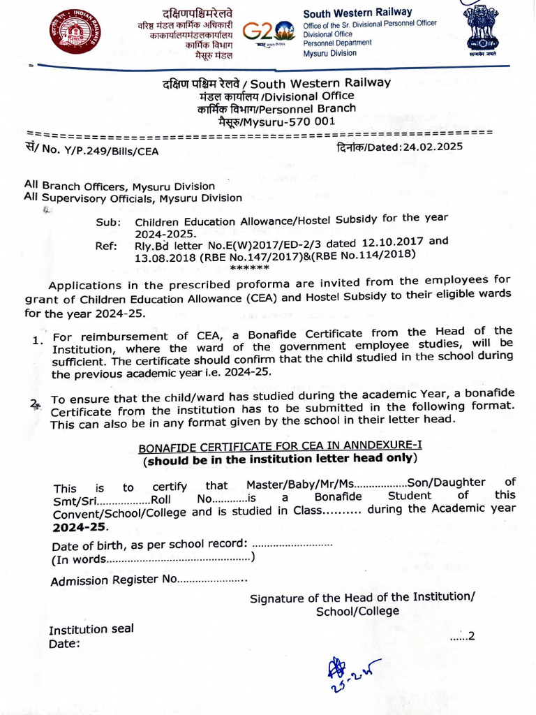 CEA & Hostel Sub. 2024 - 25 | PDF