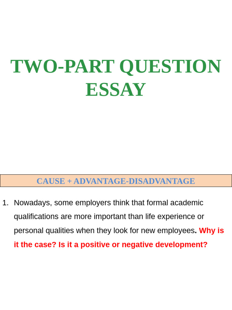Two-Part Question Essay - Part 2 | PDF | Essays | Tourism