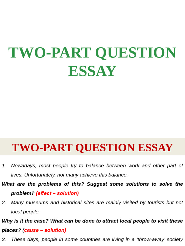 Two-Part Question Essay - Part 1 | PDF | Sentence (Linguistics) | Essays