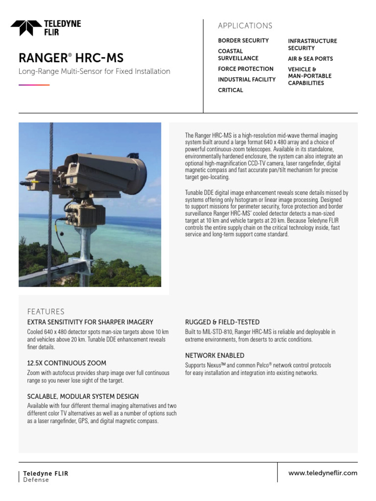 FLIR Ranger HRC Datasheet | PDF | Thermography | Imaging