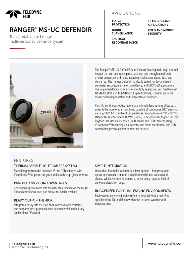 Ranger MS-UC DefendIR Datasheet | PDF | Infrared | Camera