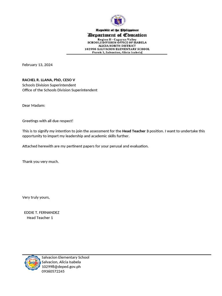 Letter of Intent Assessment | PDF