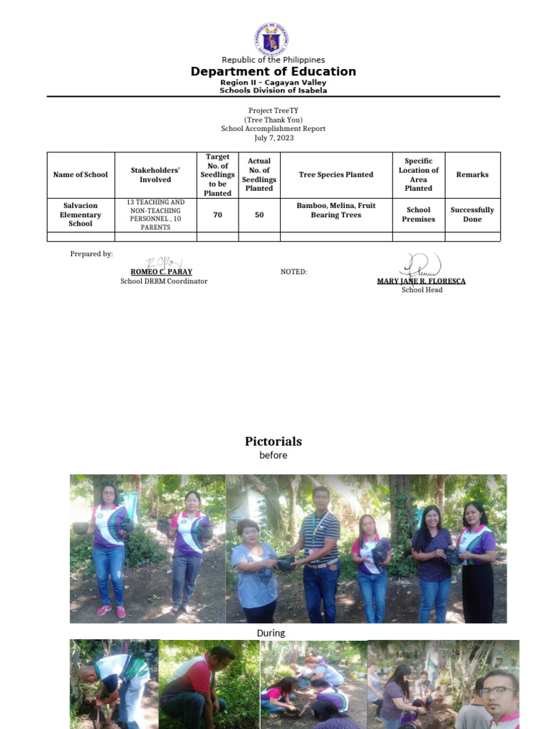 102998 SES Project TreeTY Template Accomplishment Report JULY 7 2023 | PDF