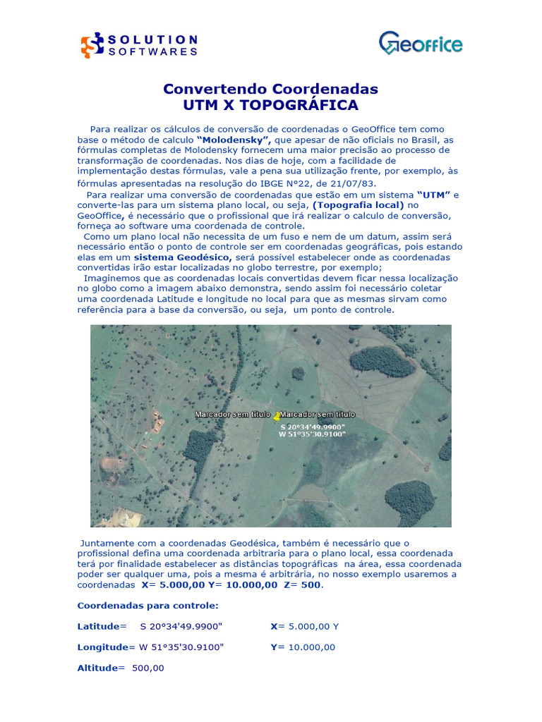 Conversão de Coordenadas Utm X Topográficas | PDF | Janela (informática) | Latitude