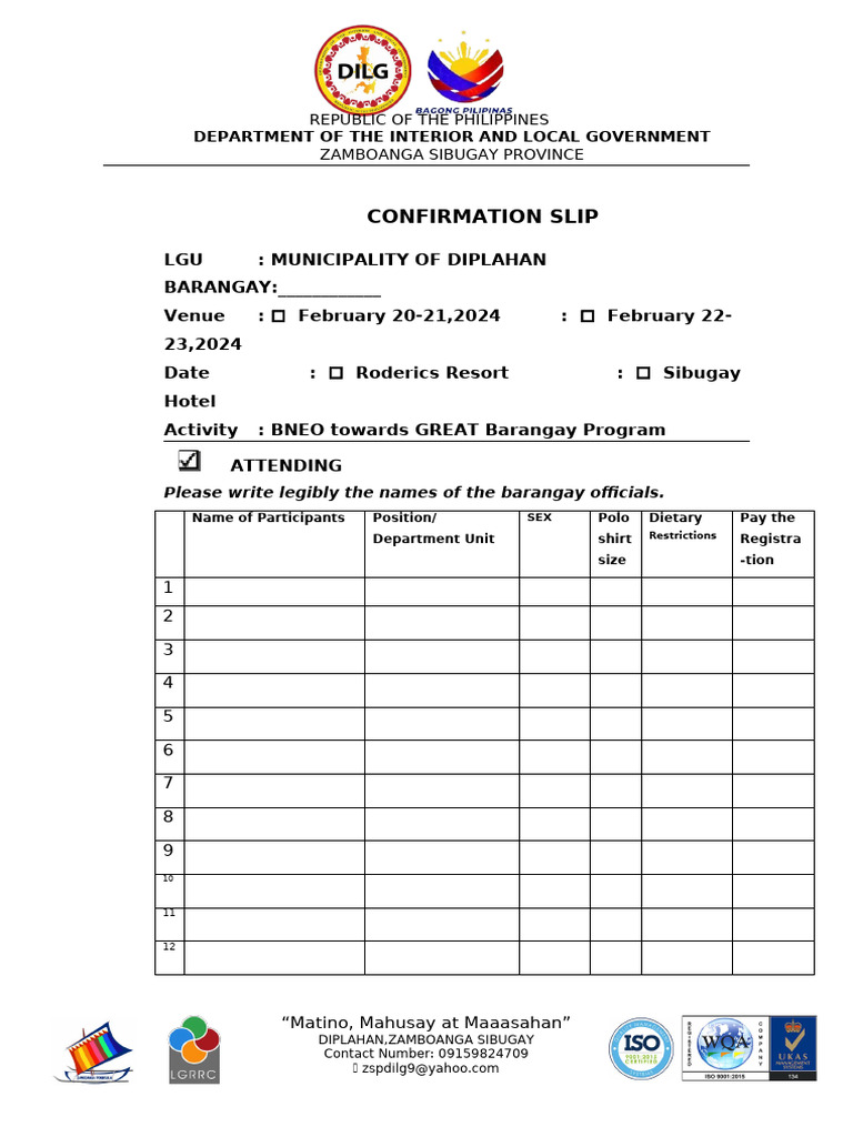 Confirmation Slip | PDF