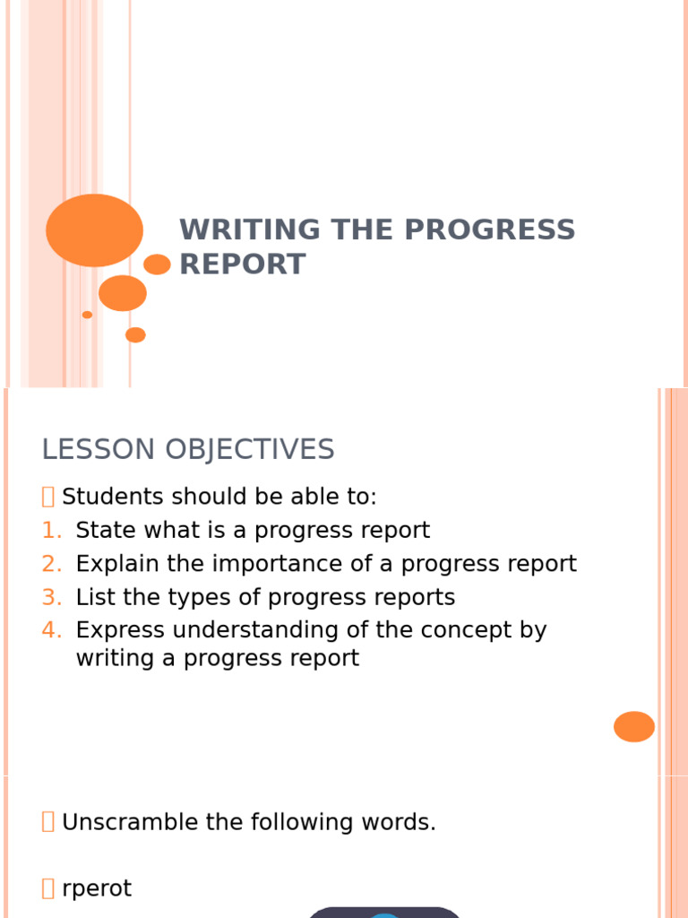 Writing Effective Progress Reports | PDF | Verb | Cognition