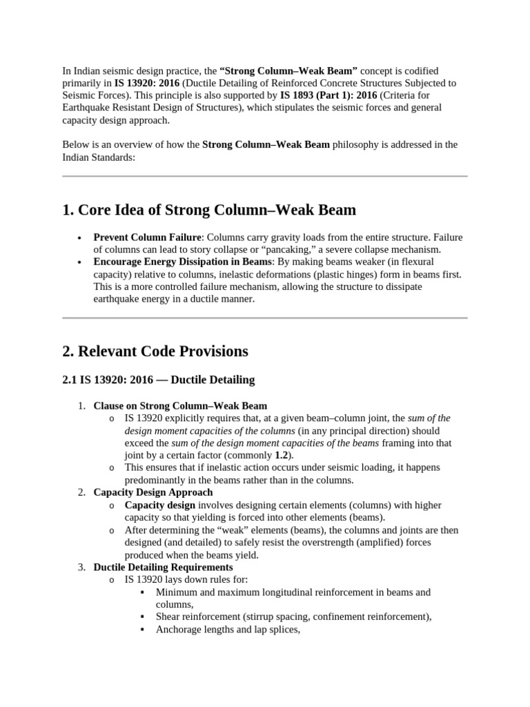 Strong Column weak beam | PDF | Beam (Structure) | Civil Engineering