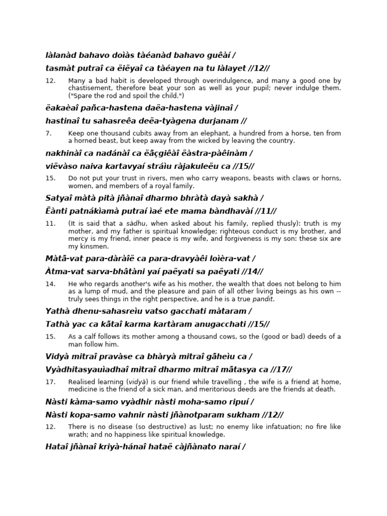 CHanakya Sloka For Gokuldham | PDF