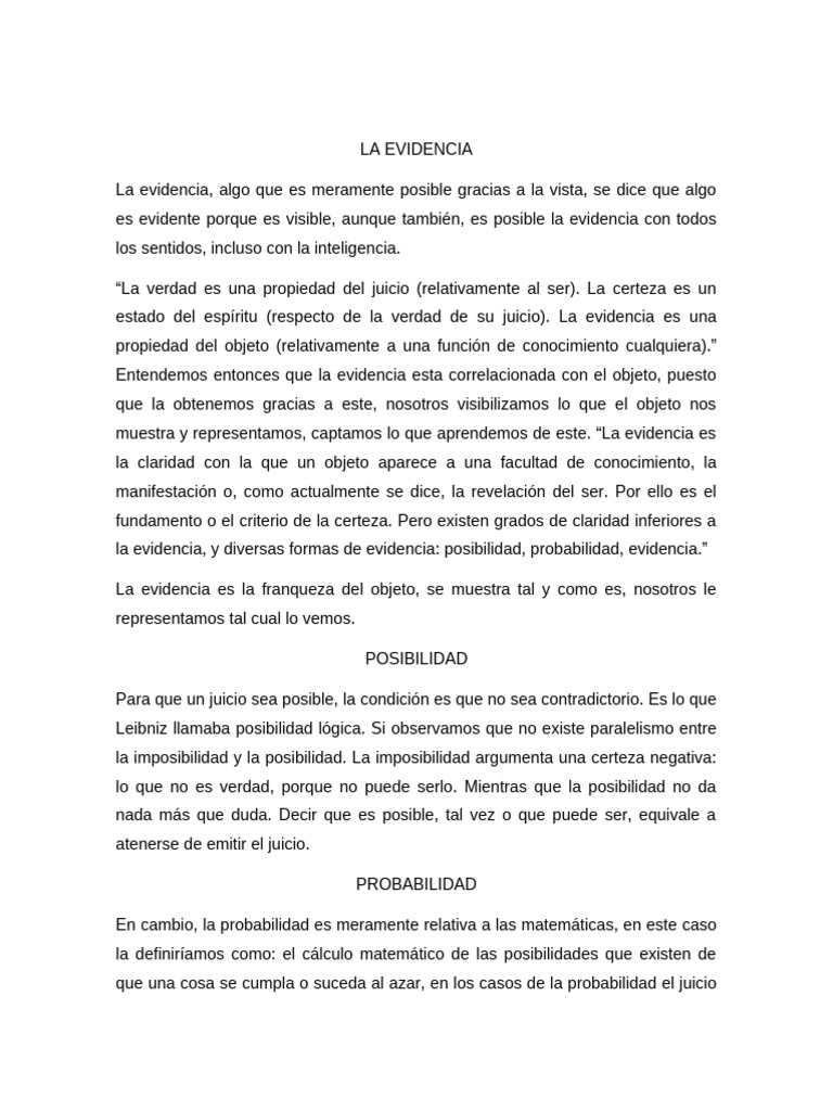 La Evidencia | PDF | Evidencia | Verdad