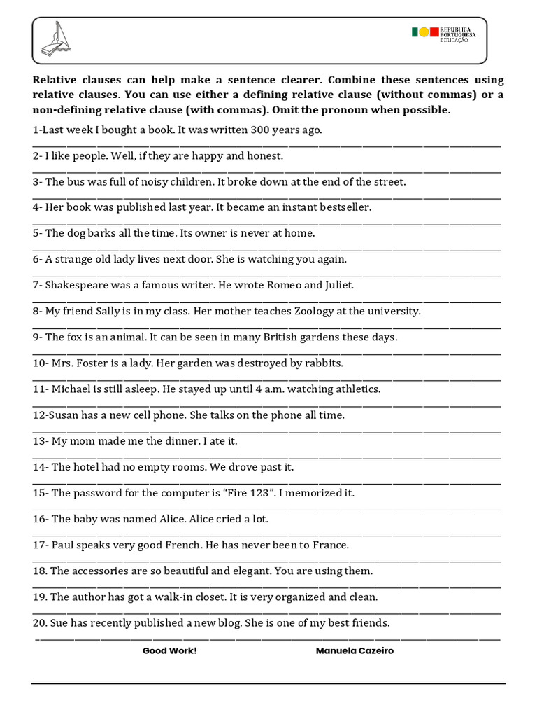 RELATIVE CLAUSES PRACTICE | PDF | Grammar | Linguistics