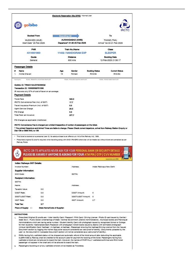 TRNAV124JGY94063Q2 Ticket | PDF | Identity Document