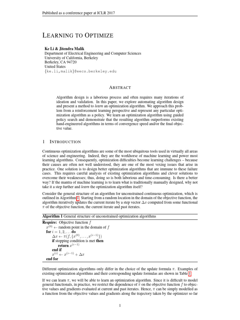 483_learning_to_optimize | PDF | Mathematical Optimization | Applied Mathematics