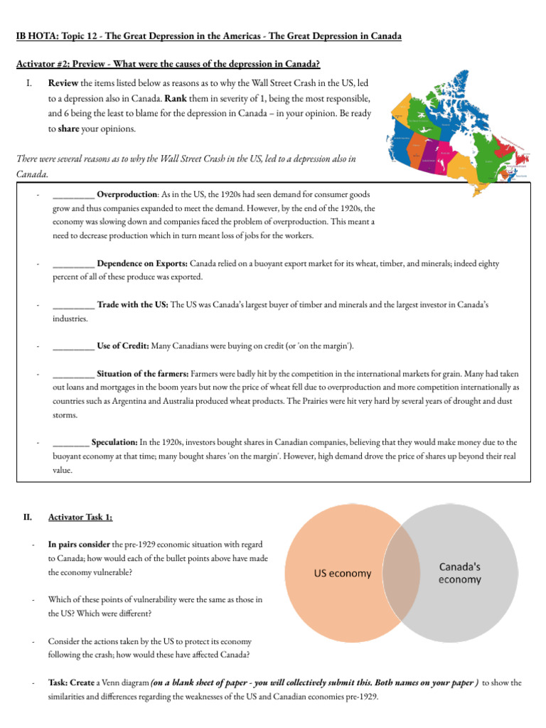 Causes of the Great Depression in Canada | PDF | Great Depression ...