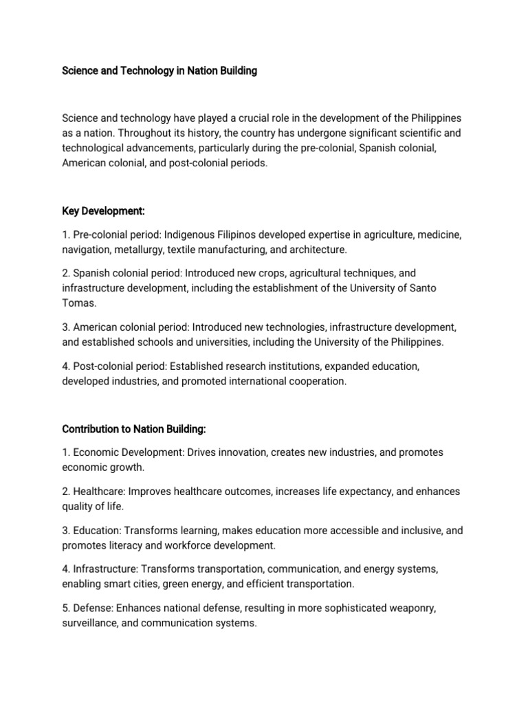 Science Technology and Nation Building | PDF