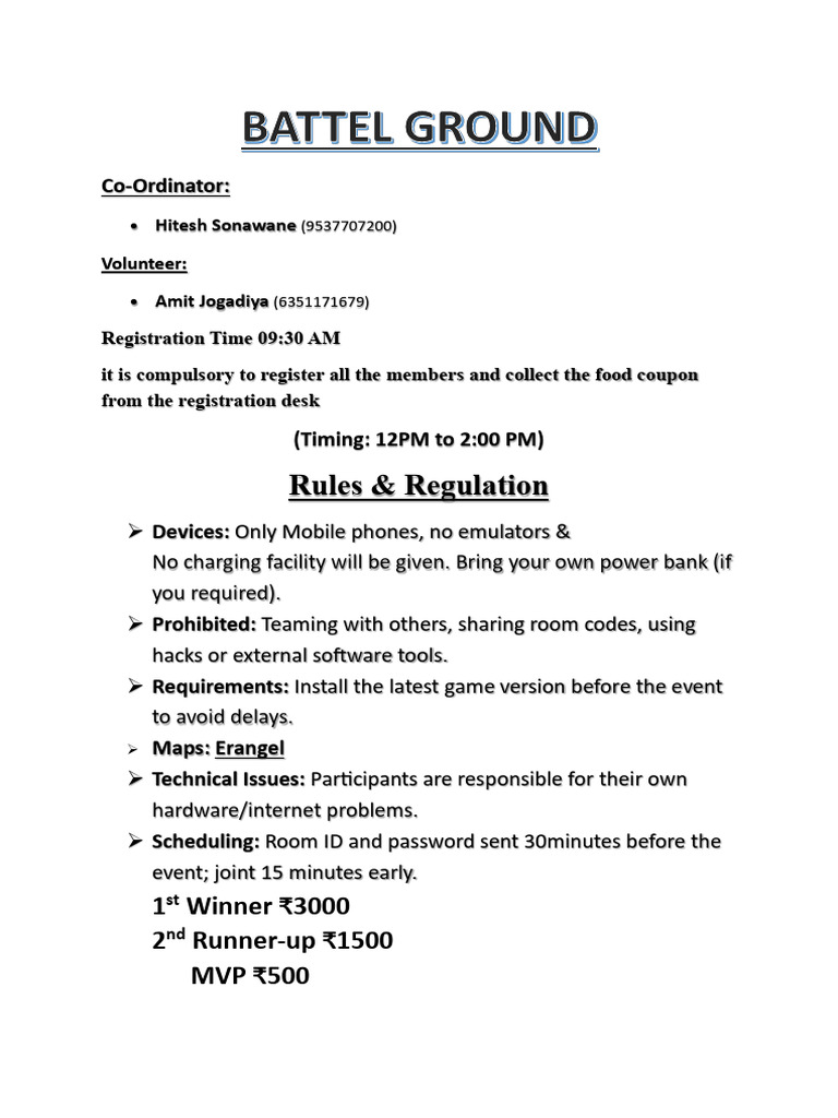 Rules and Regulation of BGMI | PDF