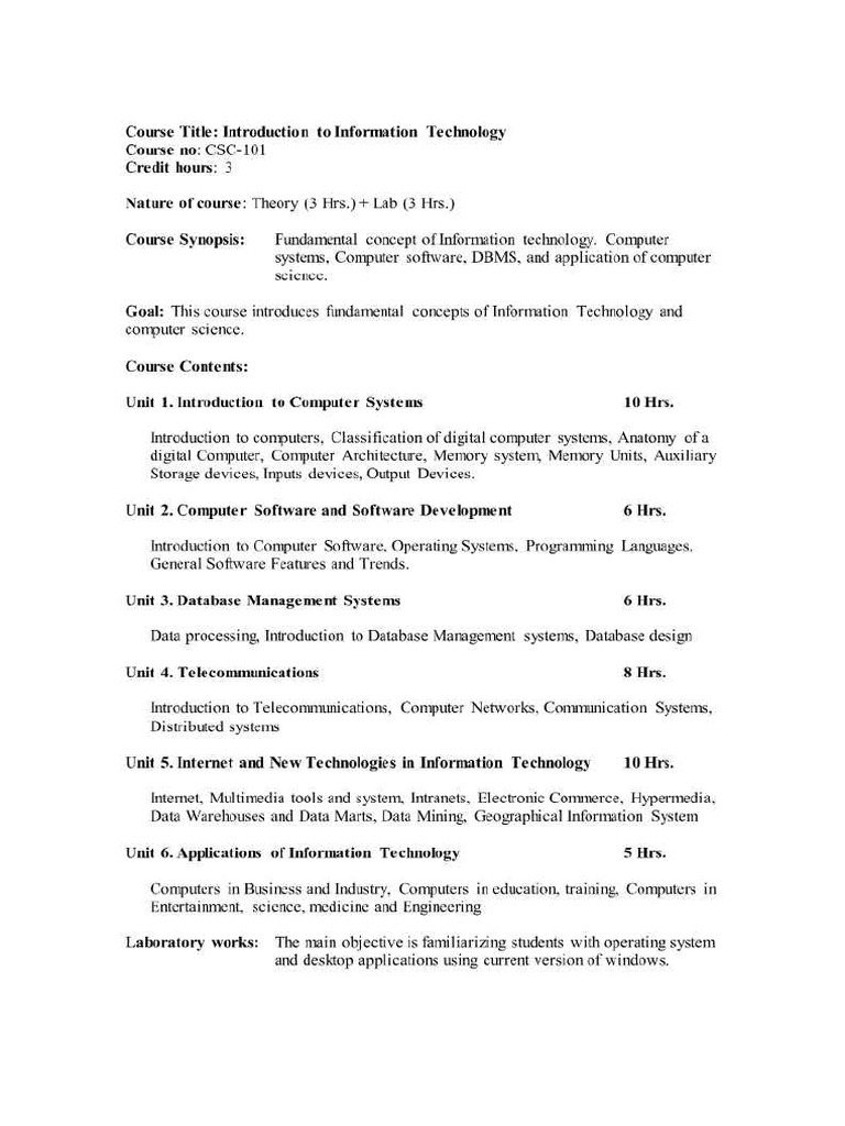 BSC Csit Syllabus Description - 11zon | PDF