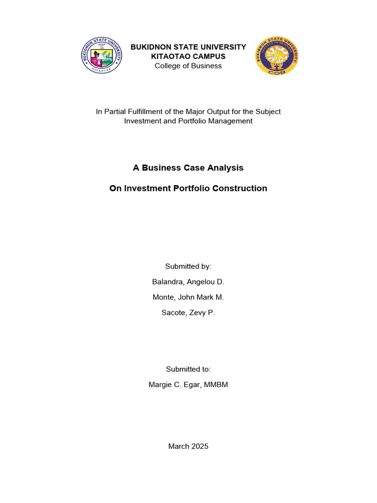 Case Analysis_investment Portfolio Construction | PDF | Financial Risk | Investing