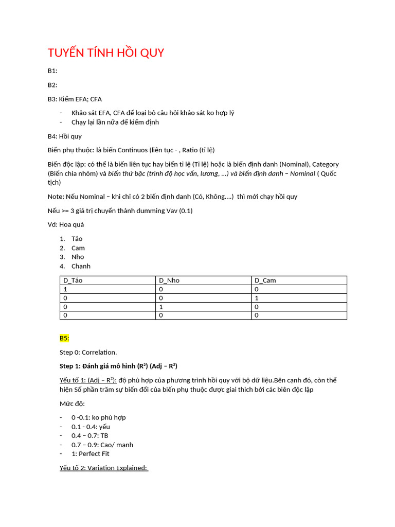 TUYẾN TÍNH HỒI QUY | PDF