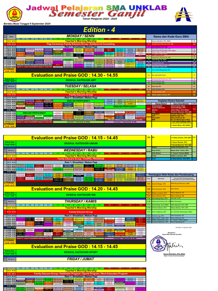 Jadwal KBM Semester GANJIL TP 2024-2025 (EDITION_4) | PDF