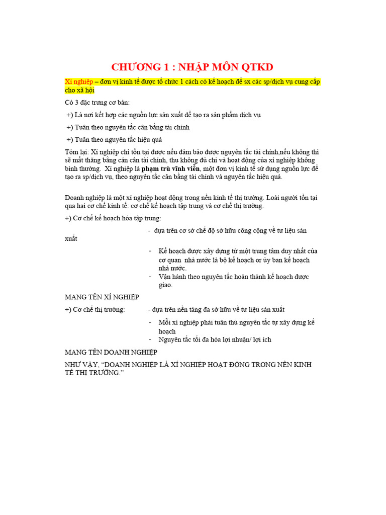 tom-tat-ly-thuyet-cac-chuong-quan-tri-kinh-doanh-dai-hoc-kinh-te-quoc-75237 | PDF