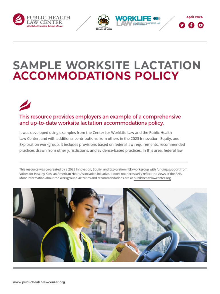 Lactation Accommodations Sample Policy | PDF | Breastfeeding | Medical ...