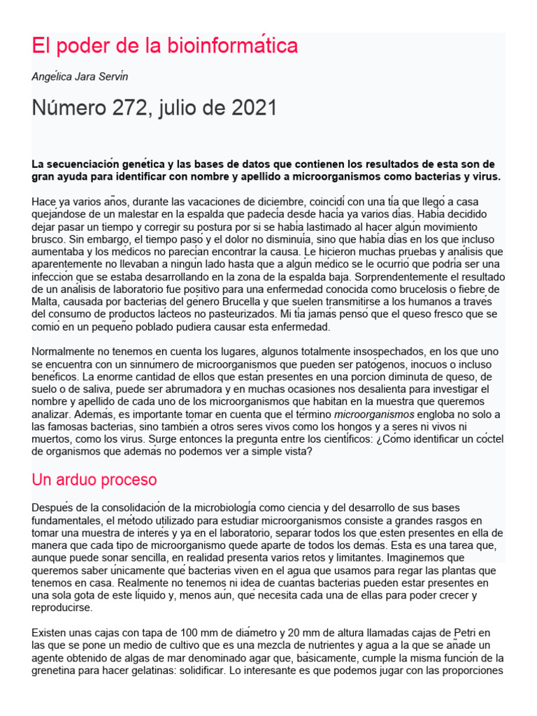2-SM2-El poder de la bioinformática | PDF | Adn | Las bacterias