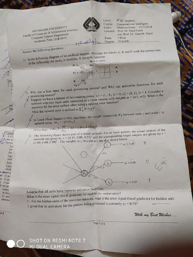 NN Midterm 2019 | PDF