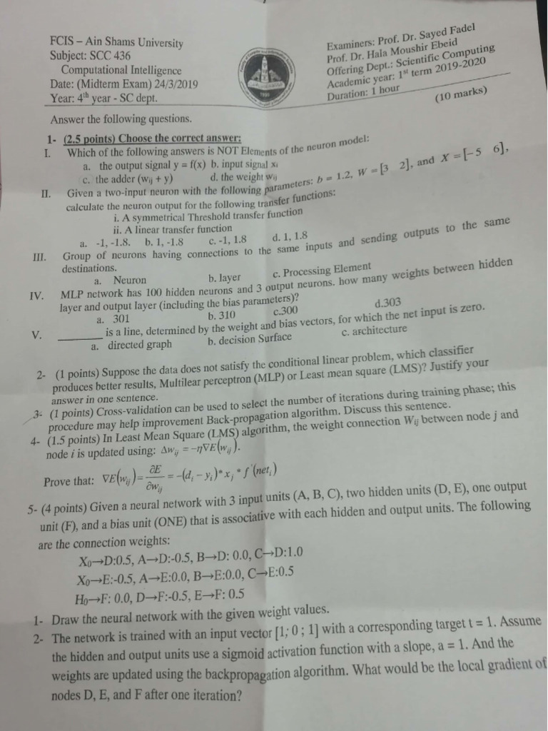 NN Midterm 2020 | PDF