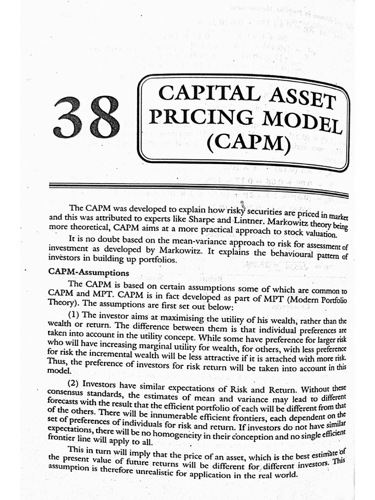 CAPM & Markowitz Model Theory | PDF