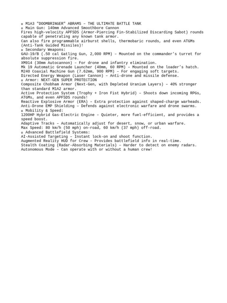 M1a3 Doombringer Abrams | PDF