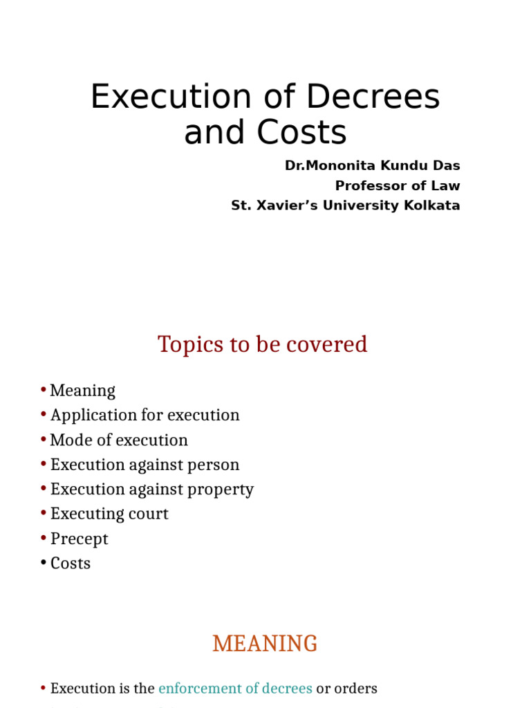 5-CPC-Execution of Decrees by Mononita Kundu Das | PDF | Detention (Imprisonment) | Judgment (Law)
