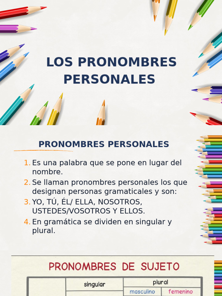 PRONOMBRES PERSONALES Y EL VERBO | PDF