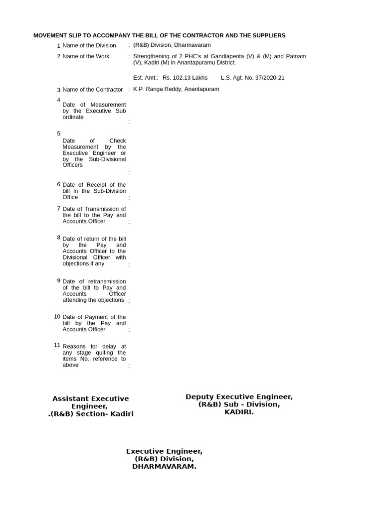 Bill Form PHC Gandlapenta - 2nd&Final | PDF | Paint | Construction ...