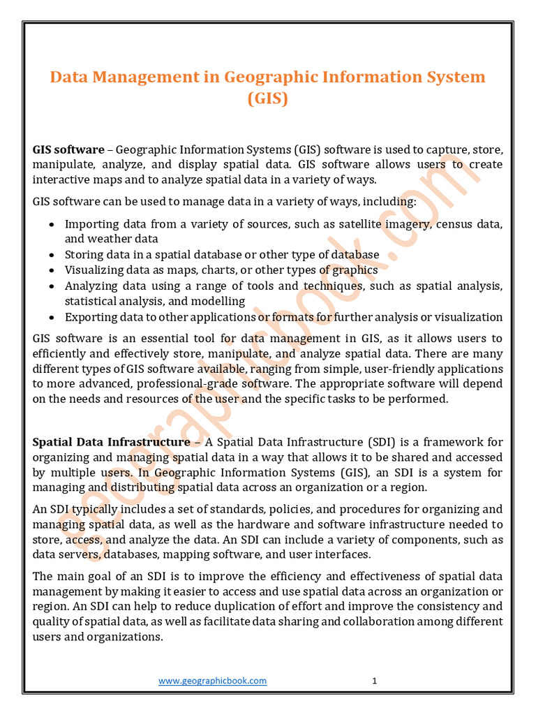 Data Management in Geographic Information System GIS | PDF | Geographic Information System ...