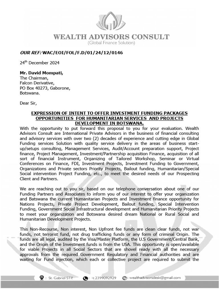 Wealth Advisors Consult Botswana | PDF | Central Banks | Banks