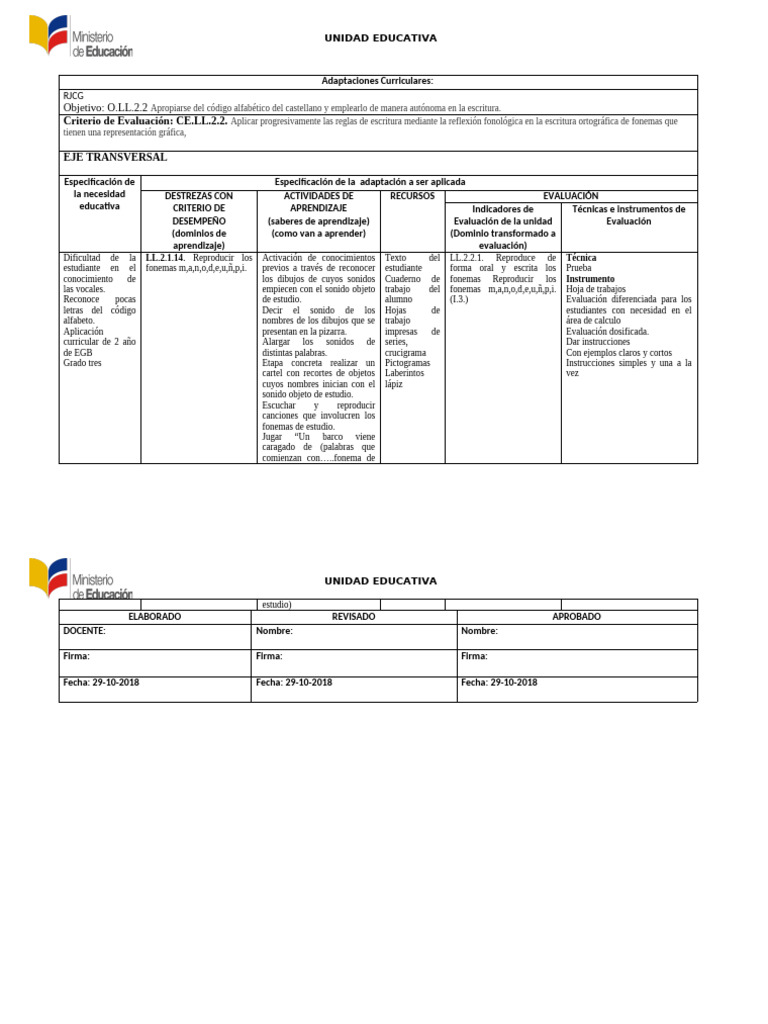 Ac 2 Egb Grado 3 Incluida en 9no | PDF | Alfabeto | Escritura