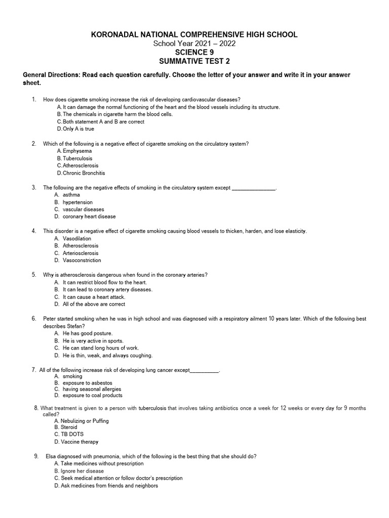 G9-Q1-Summative-Assessment-2 (1) | PDF | Dominance (Genetics) | Blood ...