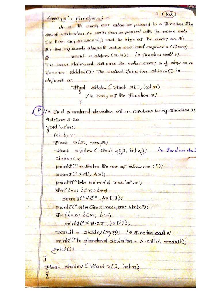 C FUNCTION N 1D ARRAY PAGES 102- 103 N 2D ARRAY PAGES 77 AB - 77 AD | PDF