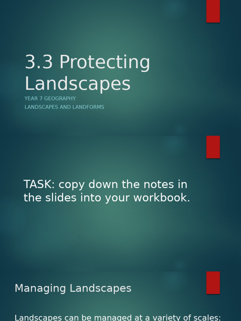 Managing and Protecting Landscapes | PDF | Landscape | Conservation ...