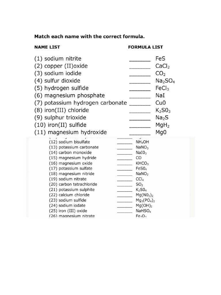 Correct Formula Matching Practice | PDF