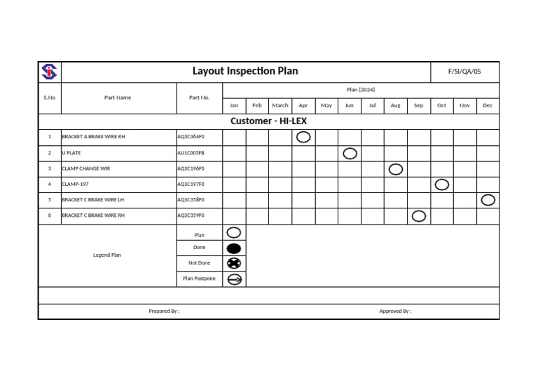 Layout Inspection Plan - Hi-Lex | PDF
