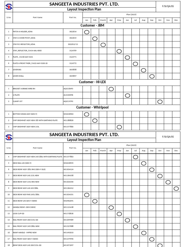 K4FA Layout Inspection Plan 2025 | PDF | Land Vehicles | Car Body Styles